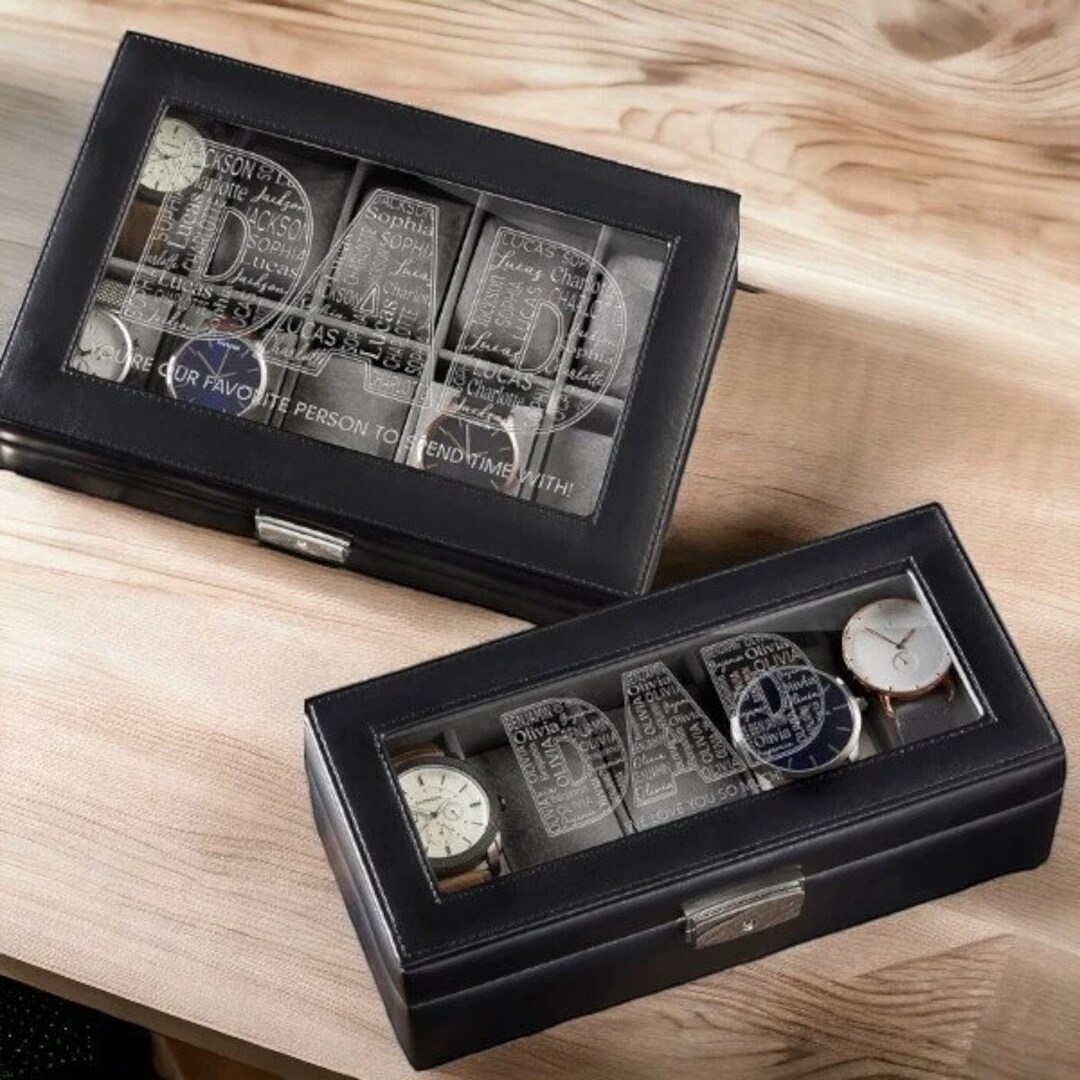 Our Dad Personalized Faux Leather Watch Box, Watch Case, Watch Display ...