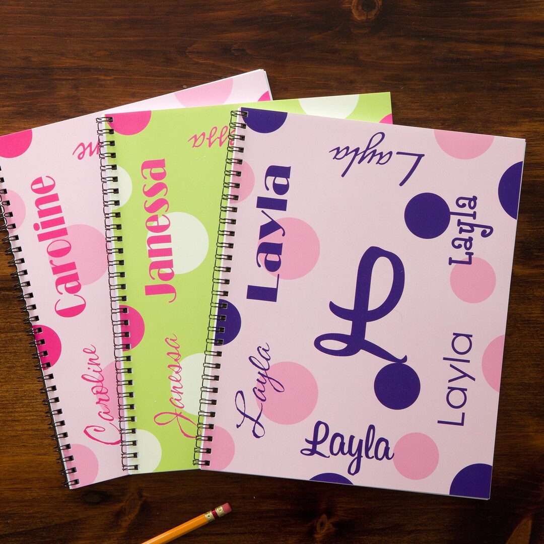Personalized Spiral Notebooks for Girls – Custom School Journal Set ...