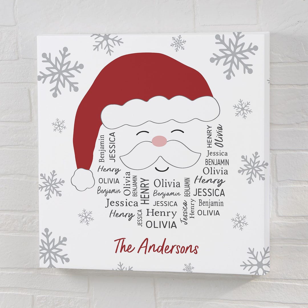 Santa Repeating Name Personalized Canvas , Holiday Gifts, Christmas ...
