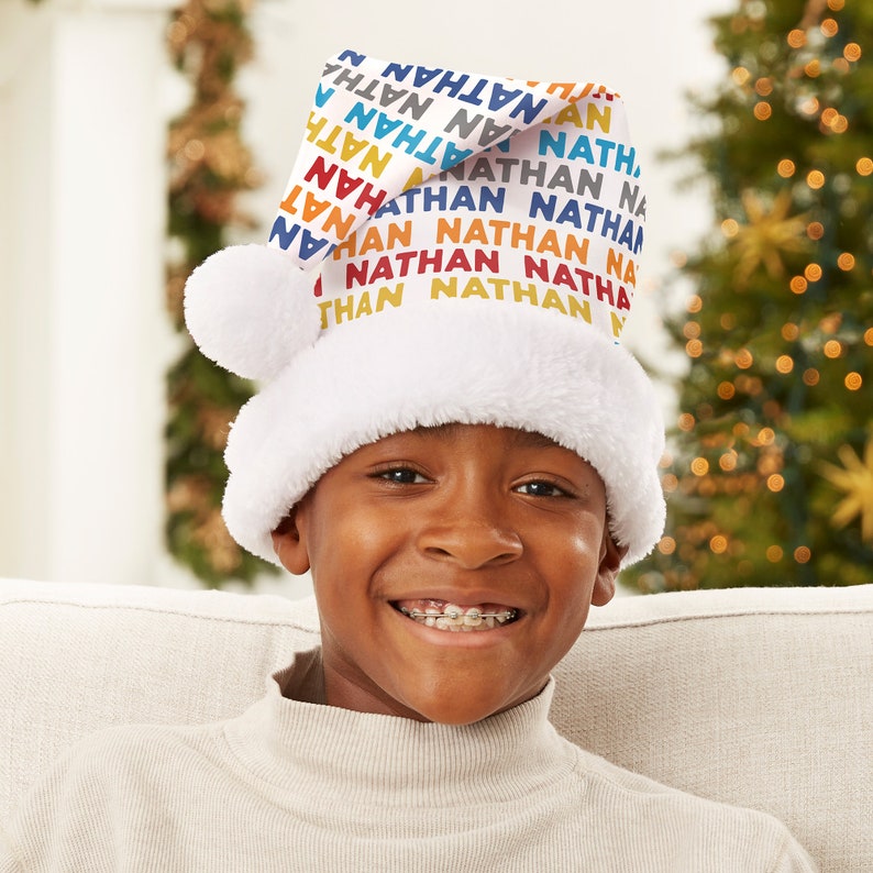 Vibrant Name Personalized Santa Hat, Christmas, Family Gift, for Her ...