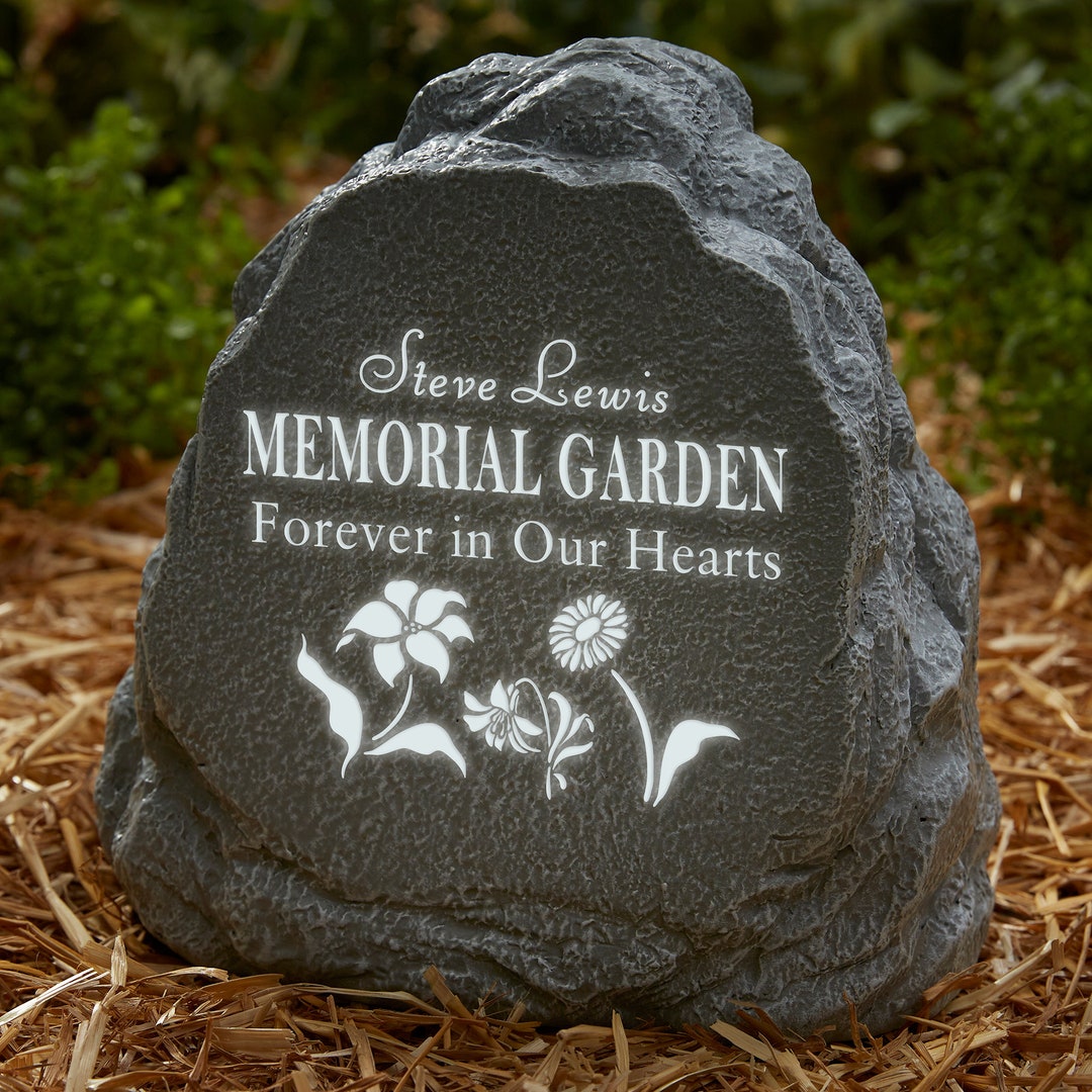 Memorial Garden Personalized LED Outdoor Garden Stone, Loved One, in ...
