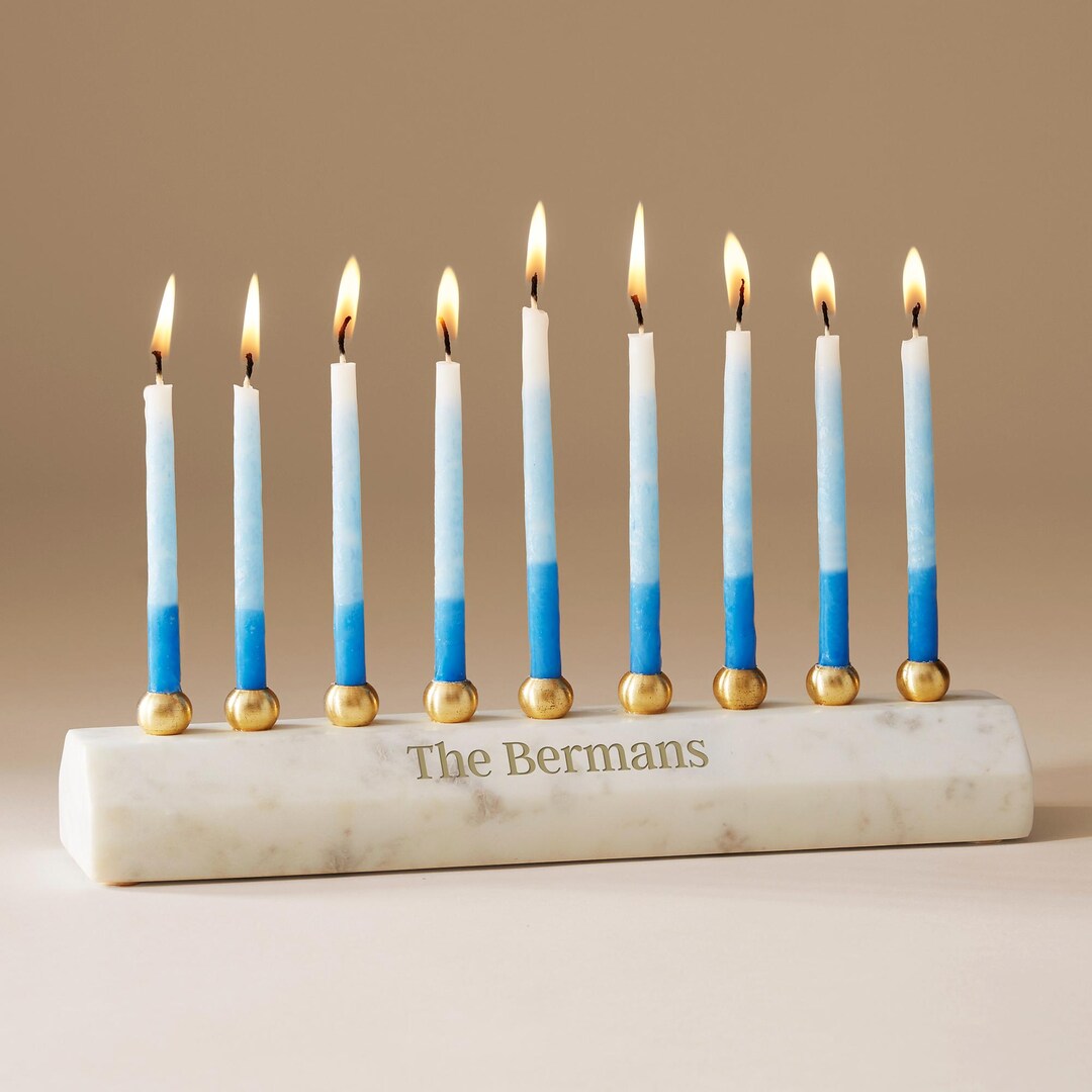 Engraved Faceted Marble Menorah, Personalized Gift, Hanukkah, Hanukkah ...