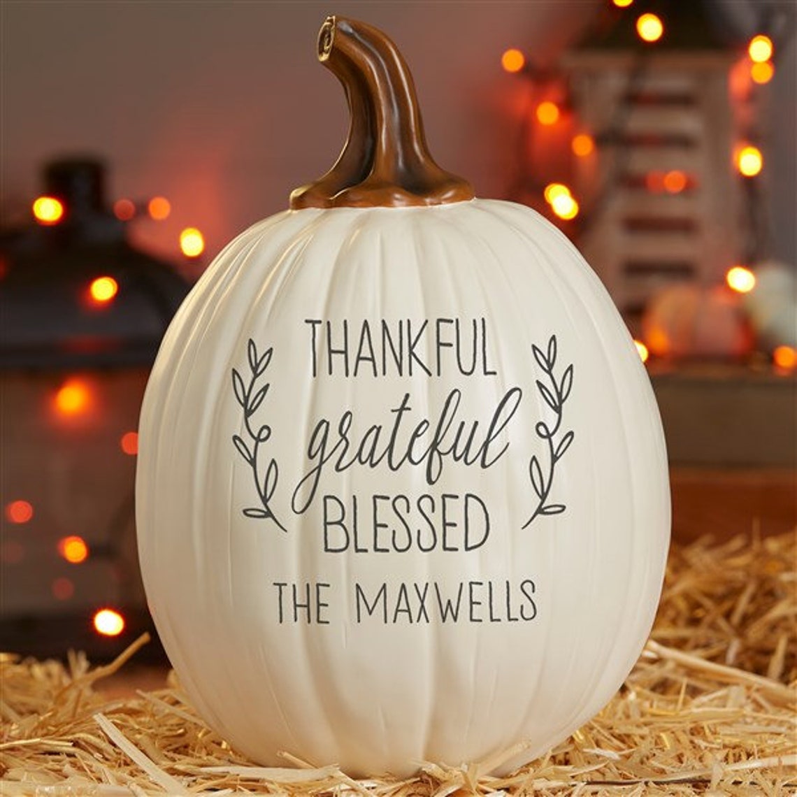 Thankful Grateful Blessed Personalized Pumpkins, Halloween Pumpkin ...