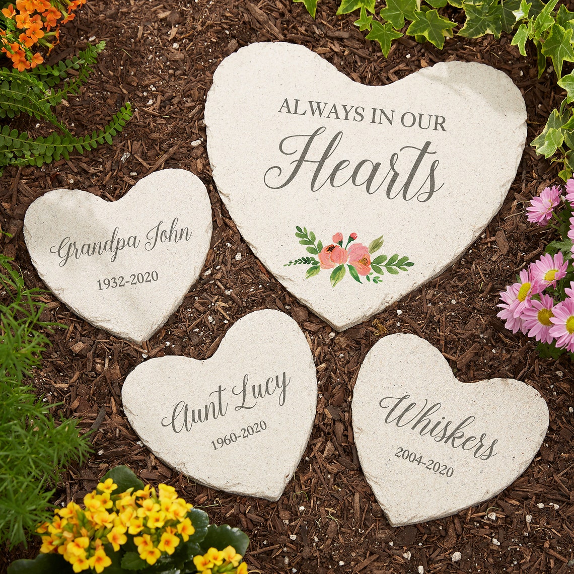 Memorial Garden Personalized Heart Garden Stone, Personalized Gift for ...