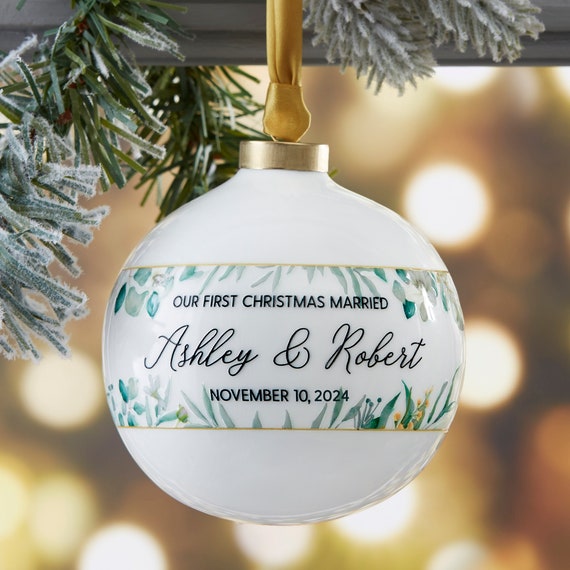 First Christmas Personalized Wedding Ball Ornament First Christmas Ornaments Custom Wedding Ornaments Christmas Decor Etsy Ireland