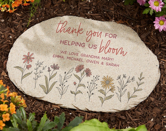 Grandma's Flower Personalized Garden Stone, Grandma Garden Stone ...