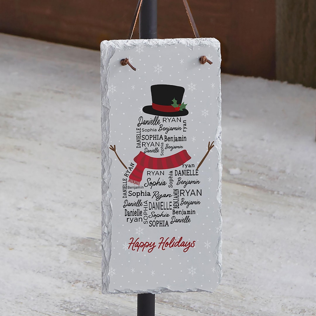 Snowman Repeating Name Personalized Slate Plaque, Wall Decor, Hangable ...