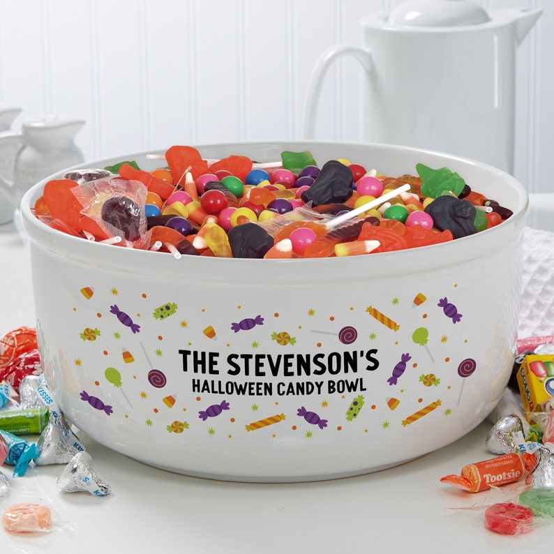 Candy Pattern Personalized Halloween Candy Bowl, Fall Decor, Candy Dish ...
