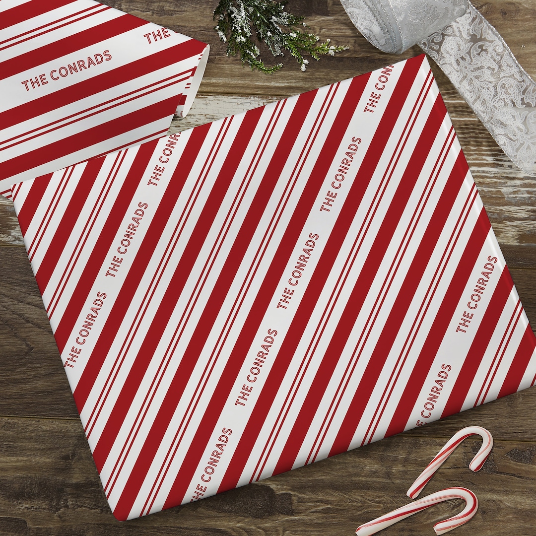 Candy Cane Lane Personalized Wrapping Paper, Custom Wrapping Paper ...