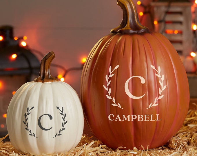 Monogrammed Pumpkin Luminary, Fall Decor, Pumpkin Decor, Personalized ...