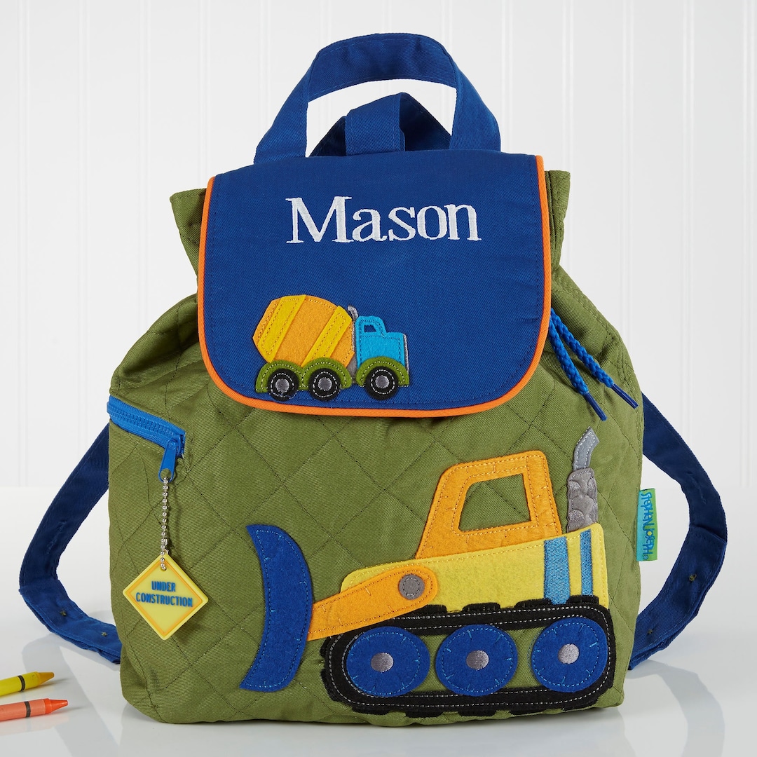 Construction Embroidered Kids Backpack, Personalized Back to School ...
