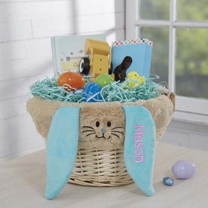 Embroidered Blue Bunny Liner Easter Basket, Boy Easter Basket, Easter ...