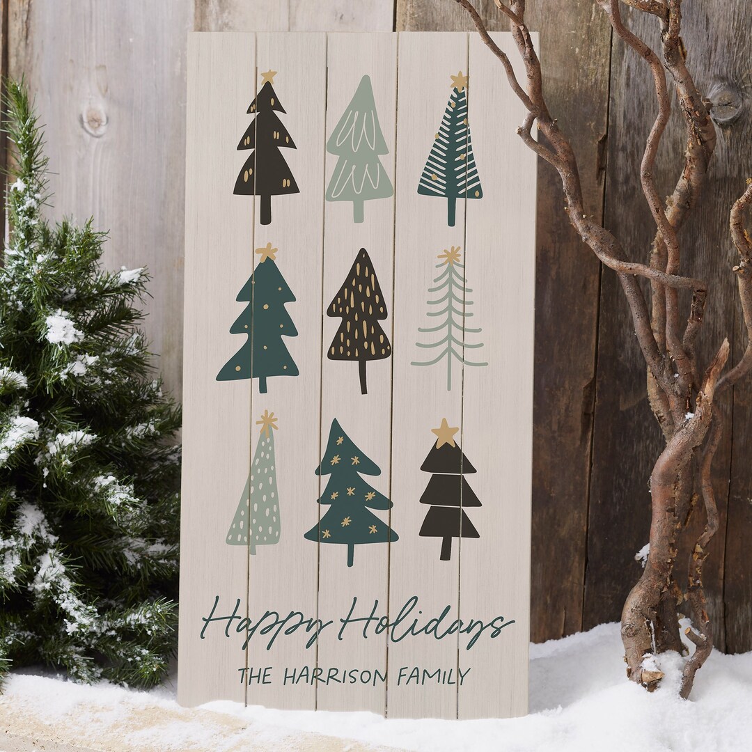 Christmas Aspen Personalized Standing Wood Sign, Personalized Christmas ...