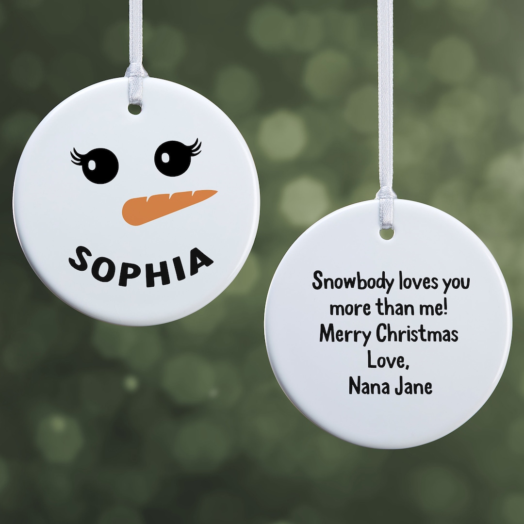 Smiling Snowman Personalized Ornament, Christmas Gifts, Christmas Tree ...