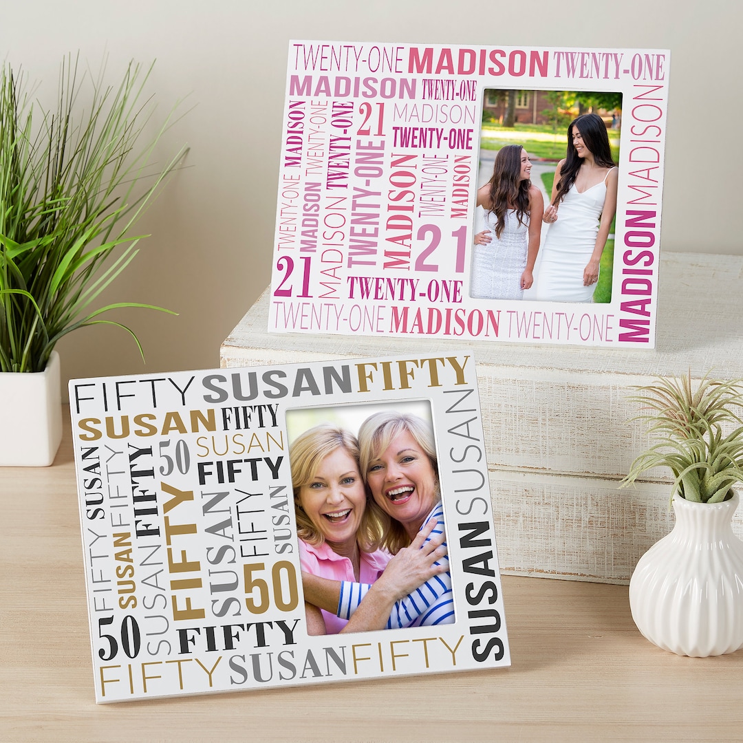 Repeating Birthday Personalized Off-set Picture Frame, Repeating Names ...