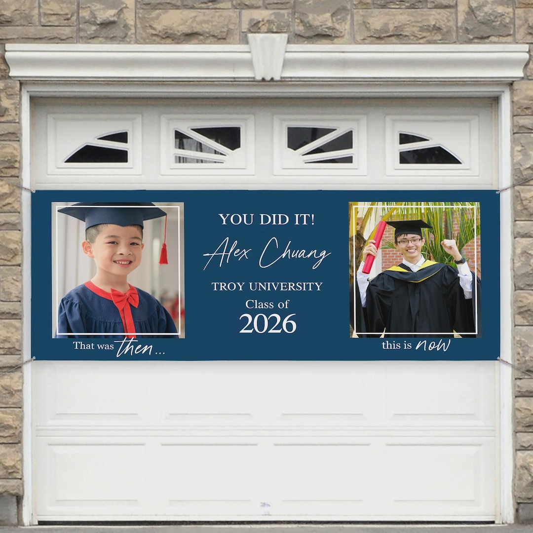 Personalized Graduation Photo Banner – Custom Then and Now Graduation ...