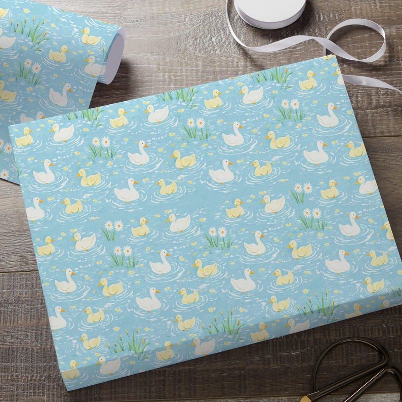 Ducky Baby Shower Wrapping Paper Roll – Cute Duck Gift Wrap – Baby ...