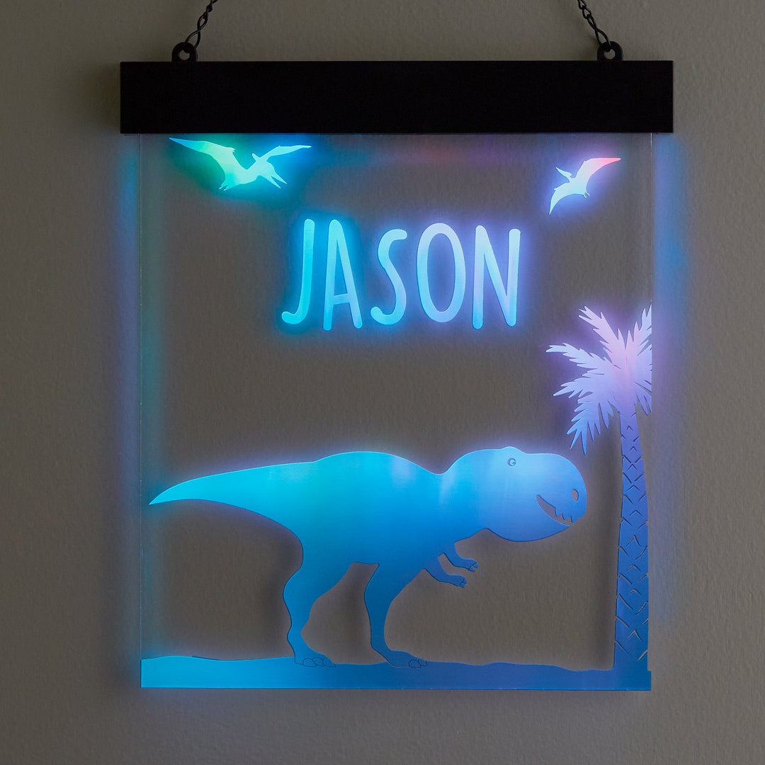 Dinosaur Custom LED Wall Sign, Kids Wall Sign, Custom Kids Room Decor ...