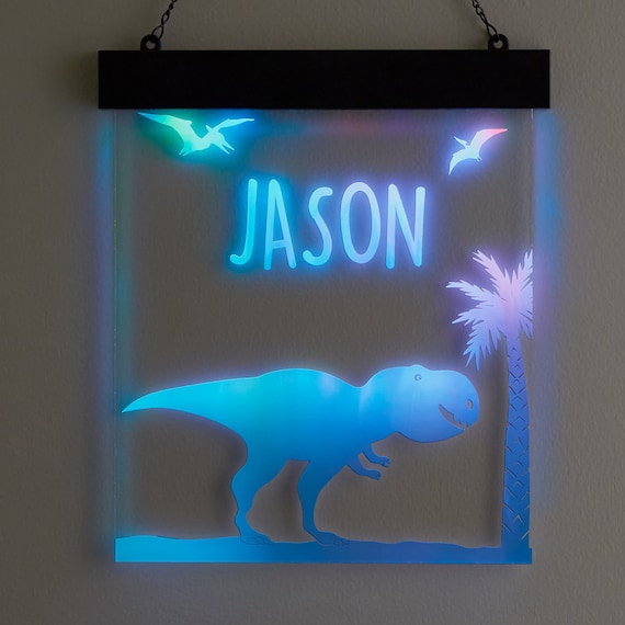 Dinosaur Custom LED Wall Sign Kids Wall Sign Custom Kids - Etsy