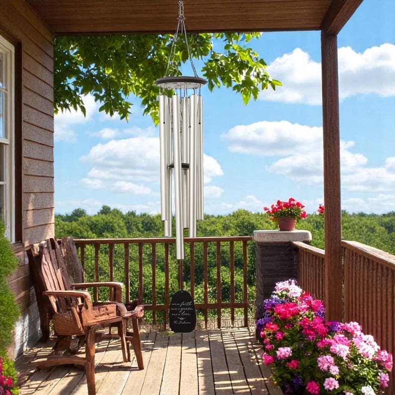 Personalized Amazing Grace Wind Chimes With Faith Verse & Feather Tag ...