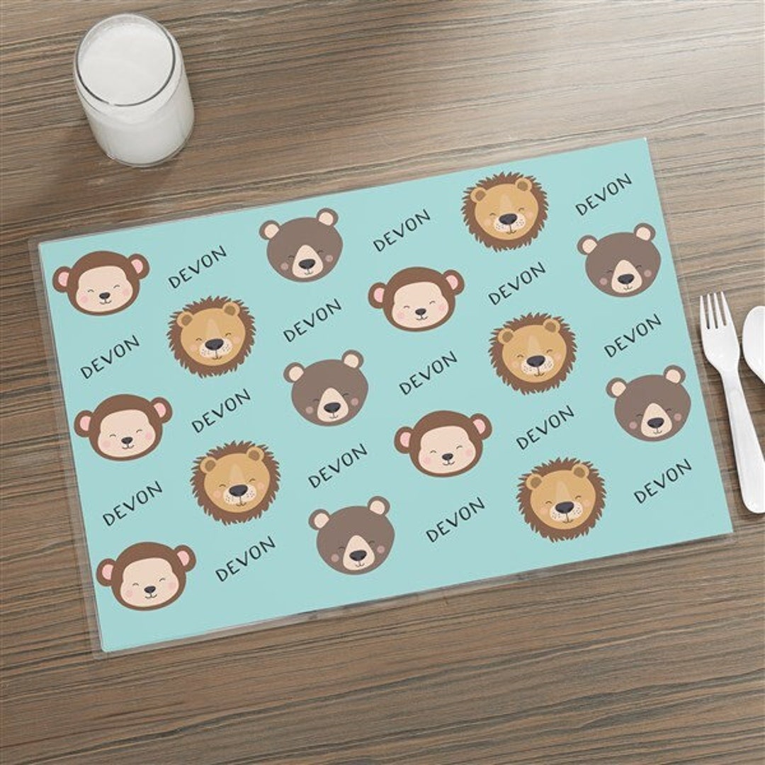 Animal Pals Personalized Laminated Placemat, for Children, for Kids ...