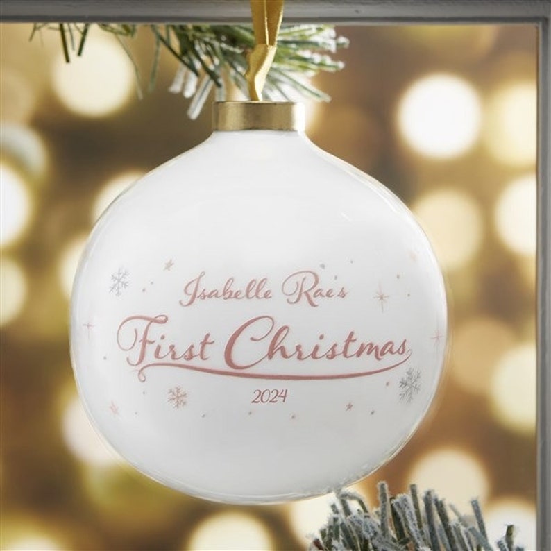 Baby First Christmas Personalized Ball Ornament, Boy's First Christmas ...