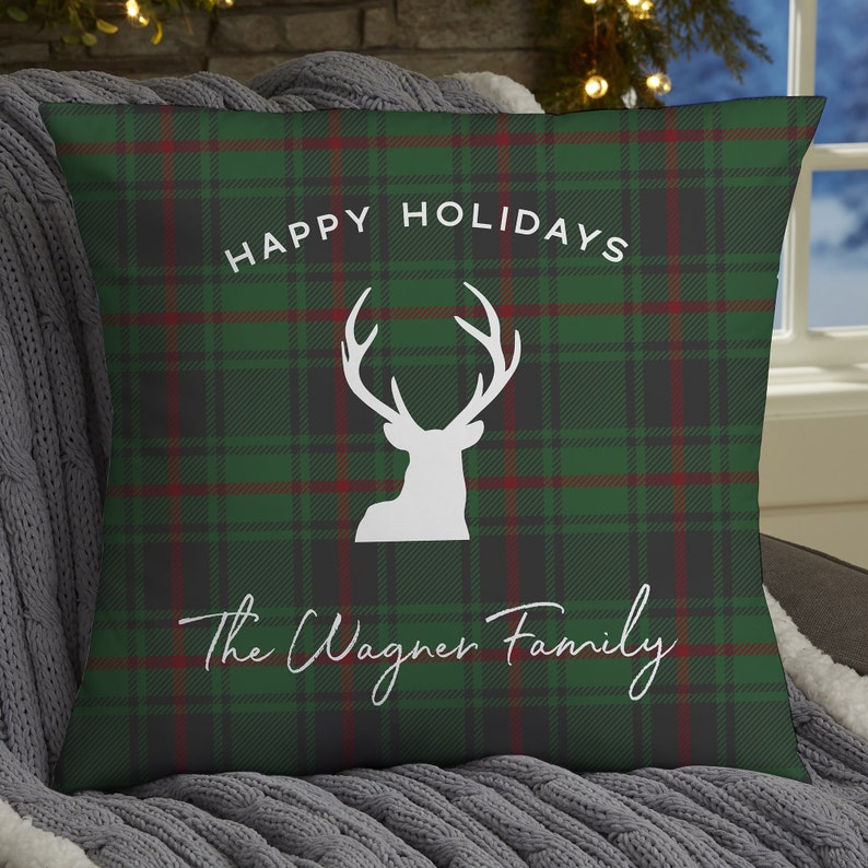 Christmas Plaid Personalized 14 Plaid Throw Pillow - Etsy