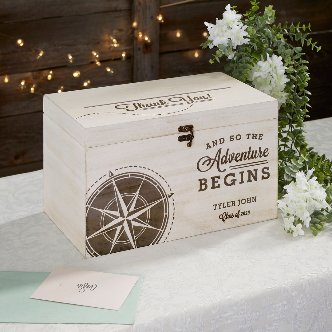 Graduation Compass Personalized Wood Card Box, Grad Party Gift, Gift ...
