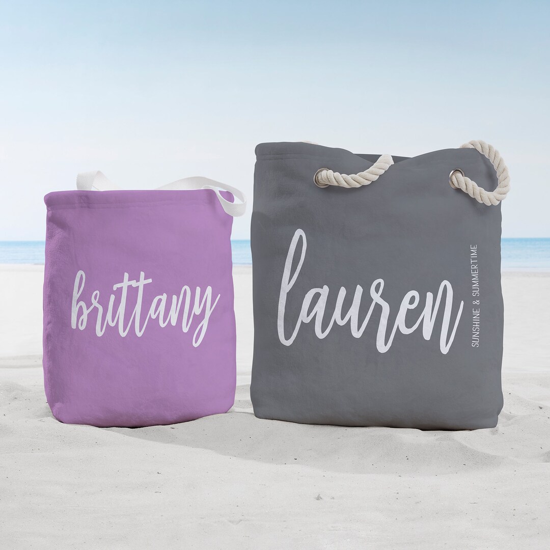 Scripty Style Personalized Beach Bag, Personalized Name Tote Bag ...