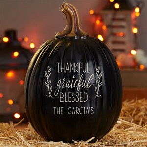 Thankful Grateful Blessed Personalized Pumpkins, Halloween Pumpkin ...