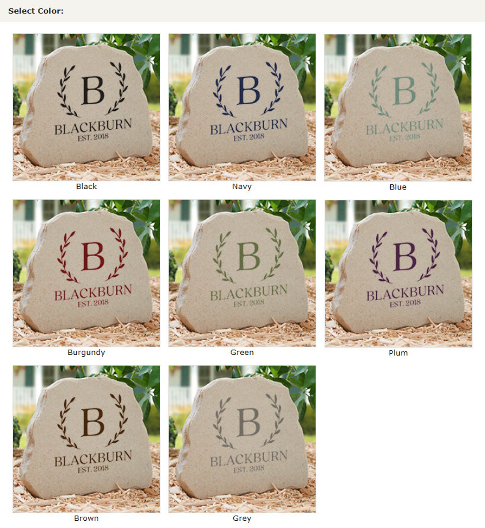 Laurel Initial Personalized Standing Garden Stone, Outdoor Decor ...