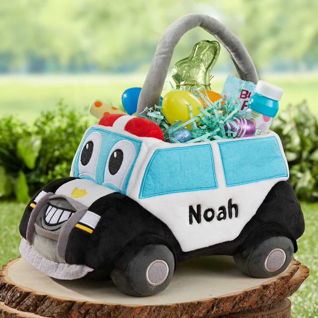 Police Car Embroidered Plush Easter Basket, Gifts for Easter, Easter ...