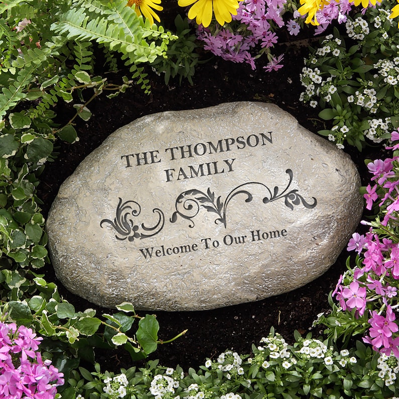 Our Family Personalized Garden Stone, Gifts for Her, Garden Decor ...
