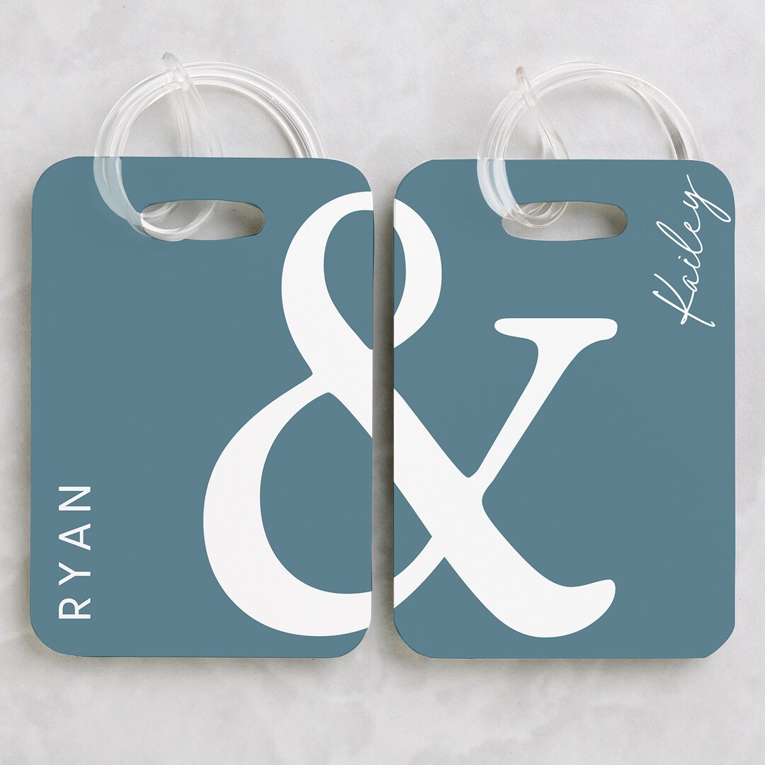 Personalized Luggage Tag Set- Couples Travel Tags - Custom Suitcase ID ...