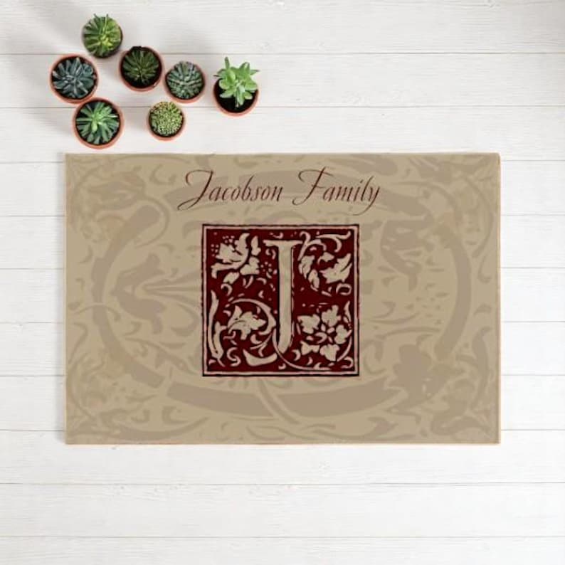 Personalized Floral Monogram Doormat - Custom Family Welcome Mat ...