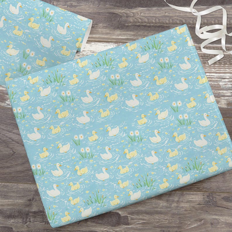 Ducky Baby Shower Wrapping Paper Roll – Cute Duck Gift Wrap – Baby ...