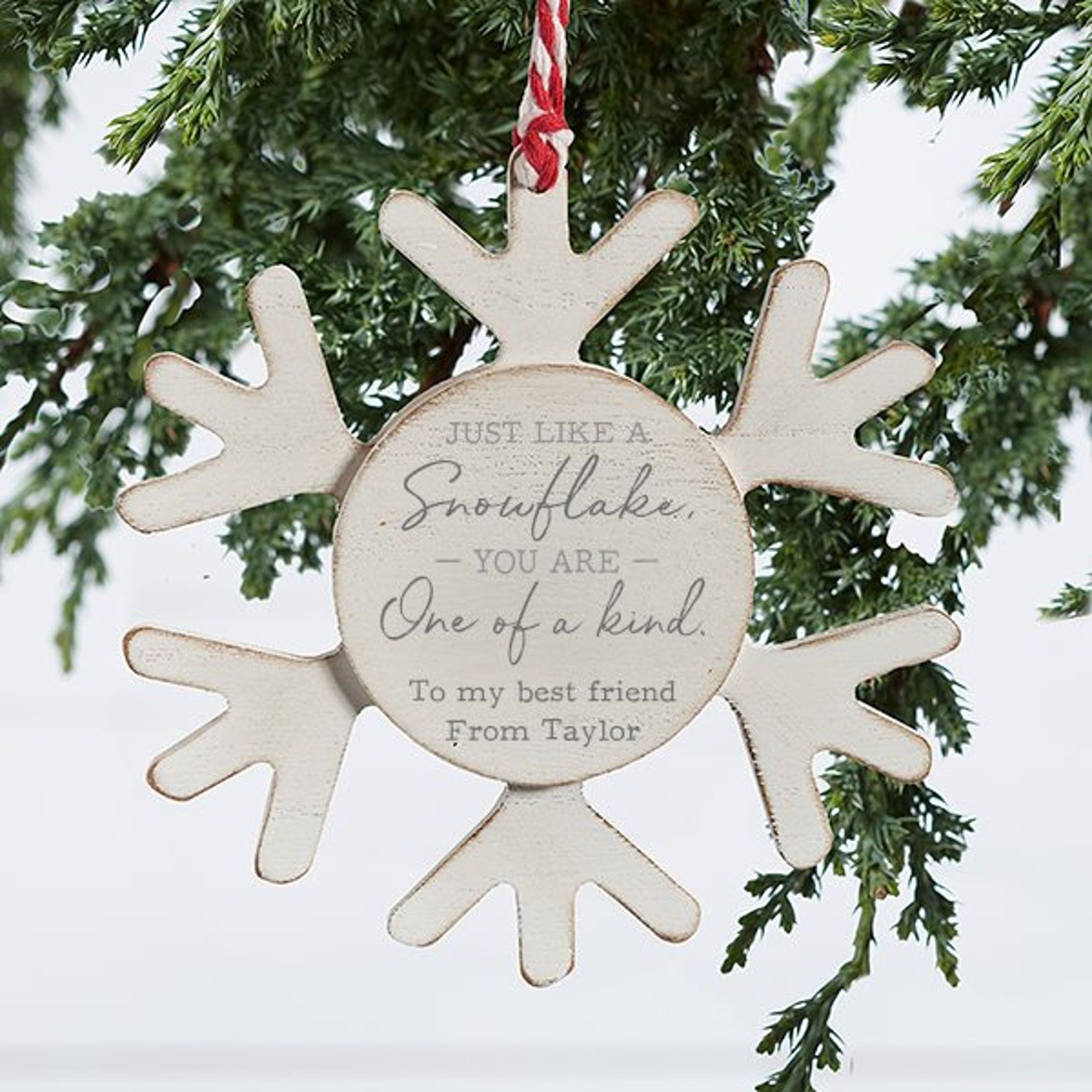 One of A Kind Friend Personalized Wood Snowflake Ornament - Etsy