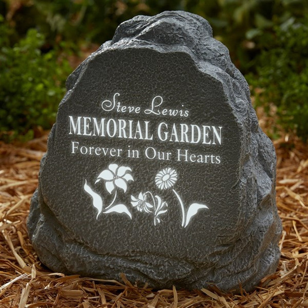 Memorial Garden Personalized LED Outdoor Garden Stone, Loved One, in ...