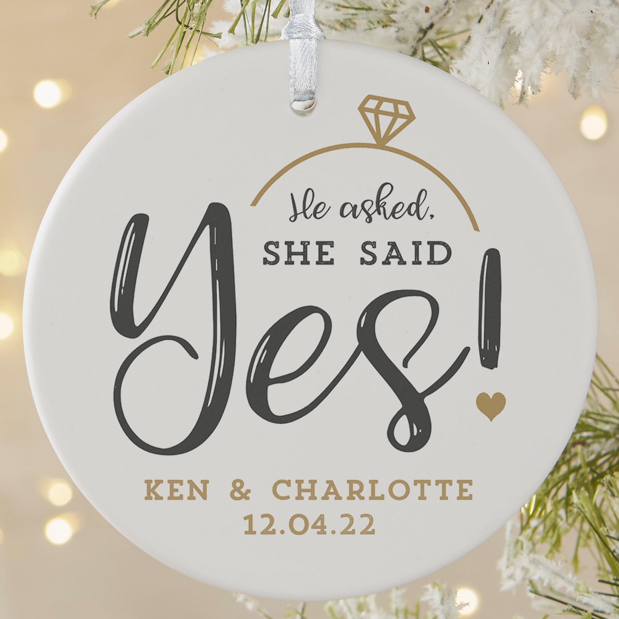 He Asked She Said Yes Personalized Ornament Engagement - Etsy