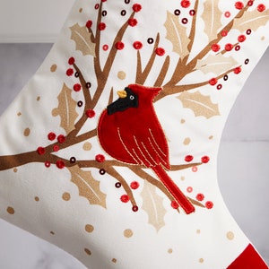 Cardinal Embroidered Christmas Stocking, Family Christmas Stocking ...