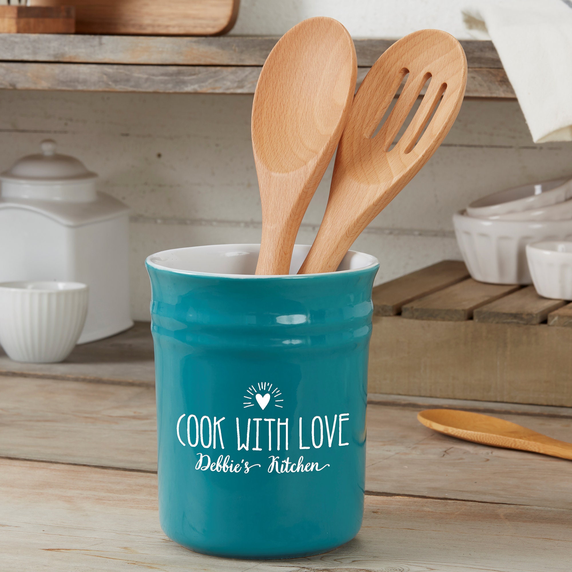 Made With Love Personalized Utensil Holder, Personalized Mother's Day ...