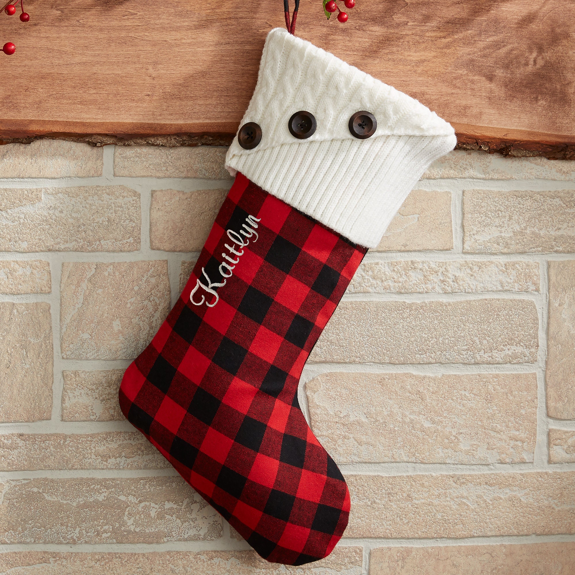 Buffalo Check Personalized Christmas Stocking Farmhouse - Etsy