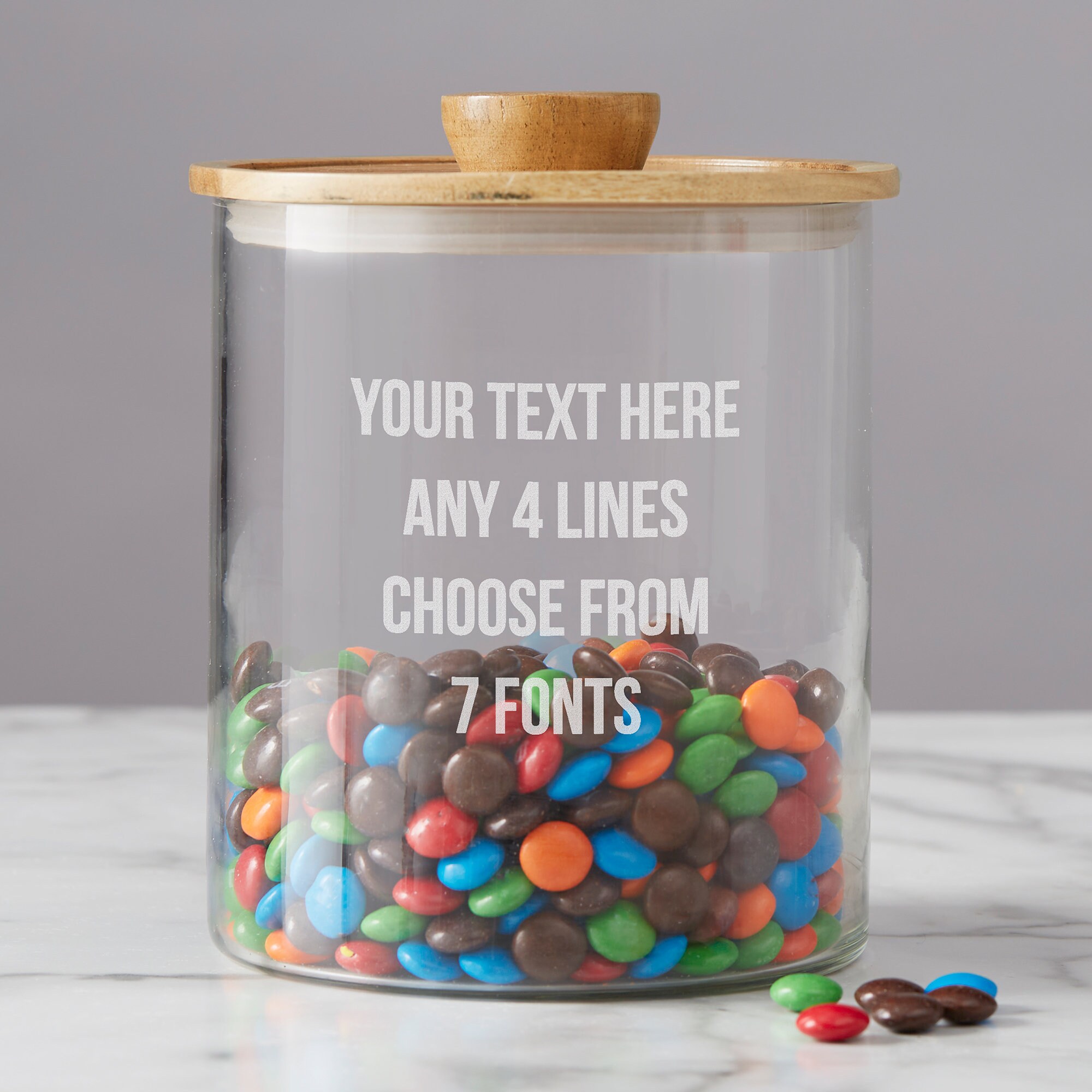 Write Your Own Personalized Glass Container With Acacia Lid ...