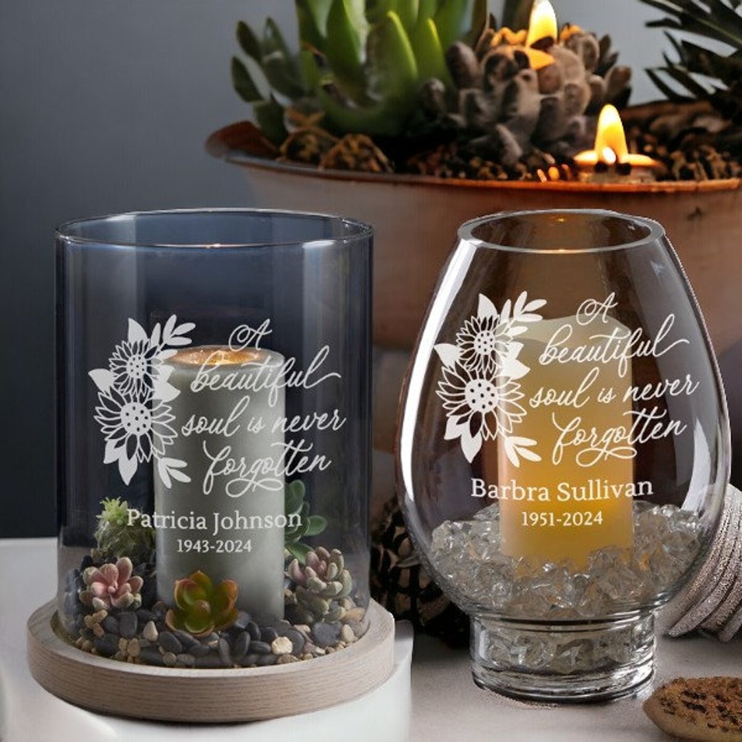 Beautiful Soul Personalized Memorial Hurricane With Whitewashed Wood ...