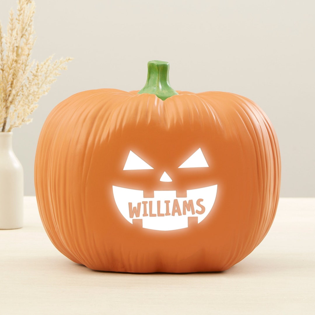 Jack-o-lantern Personalized Light up Resin Pumpkin, Pumpkin Decor ...