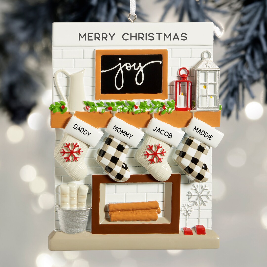 Fireplace Stockings Personalized Family Ornament, Personalized ...