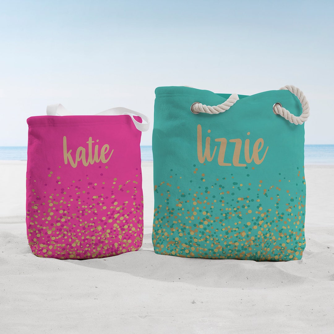 Sparkling Name Personalized Beach Bag, Personalized Name Tote Bag ...