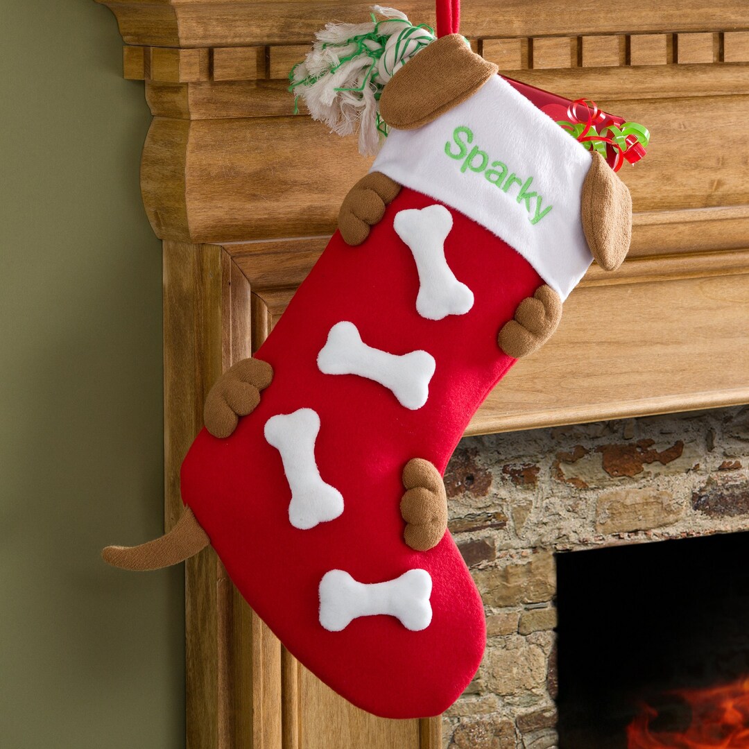 Custom Embroidered Dog Stocking – Personalized Puppy Holiday Stocking ...