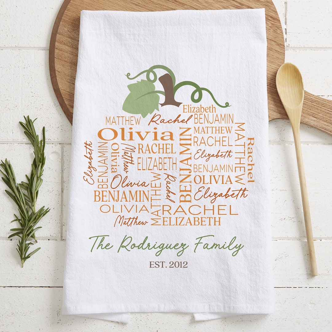 Fall Repeating Name Personalized Flour Sack Towel, Kitchen Gifts ...