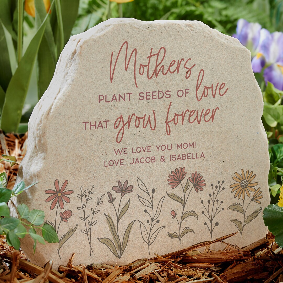Love Blooms Here Personalized Standing Garden Stone, Garden Decoration ...